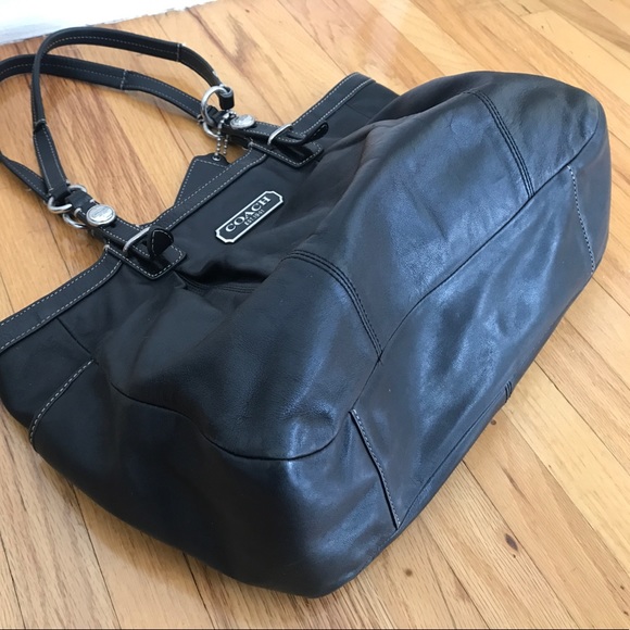 Coach | Bags | Coach Tote Handbag Black Cowhide Leather F5147 | Poshmark